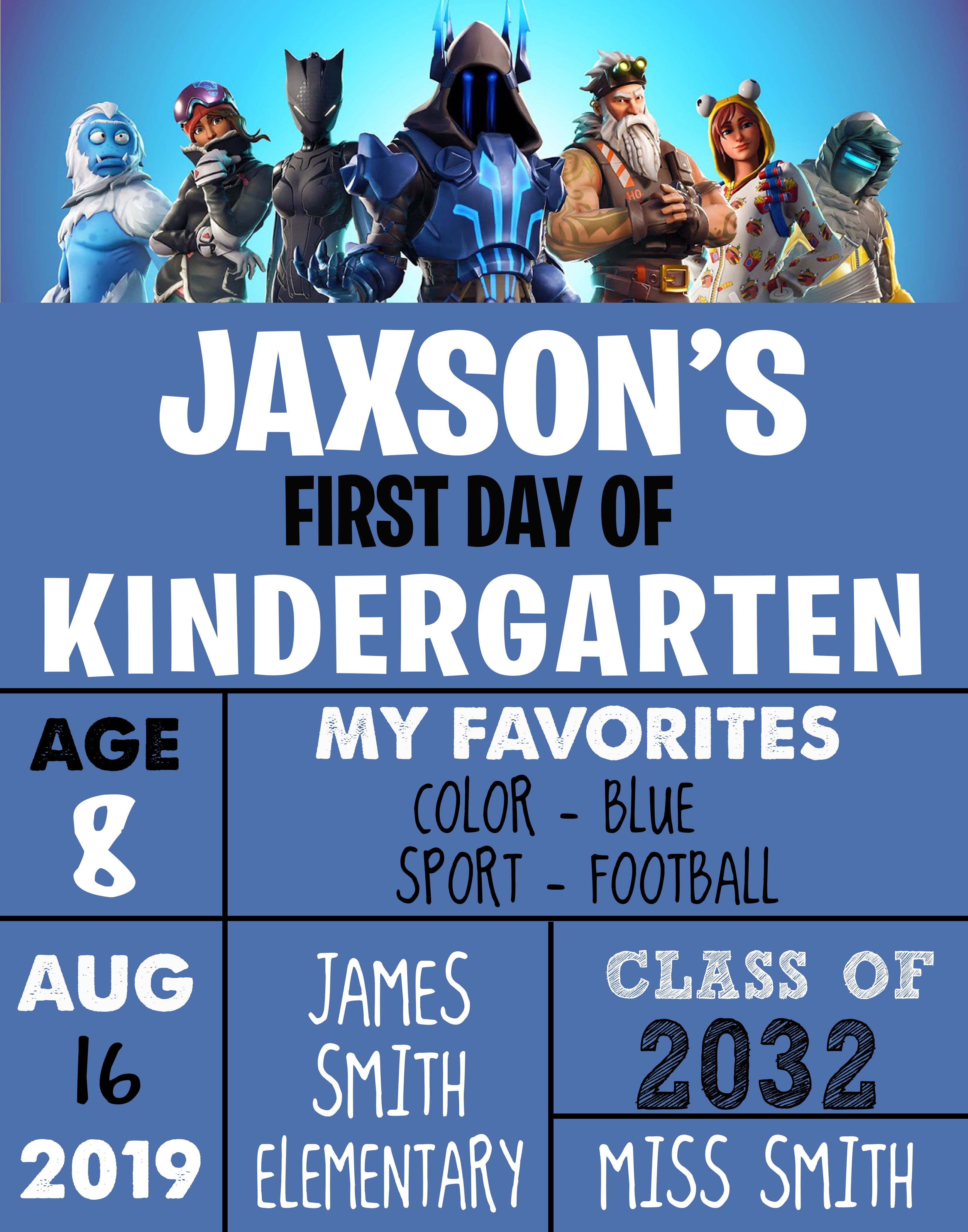Fortnite First Day of School Sign – DesignsbyDes