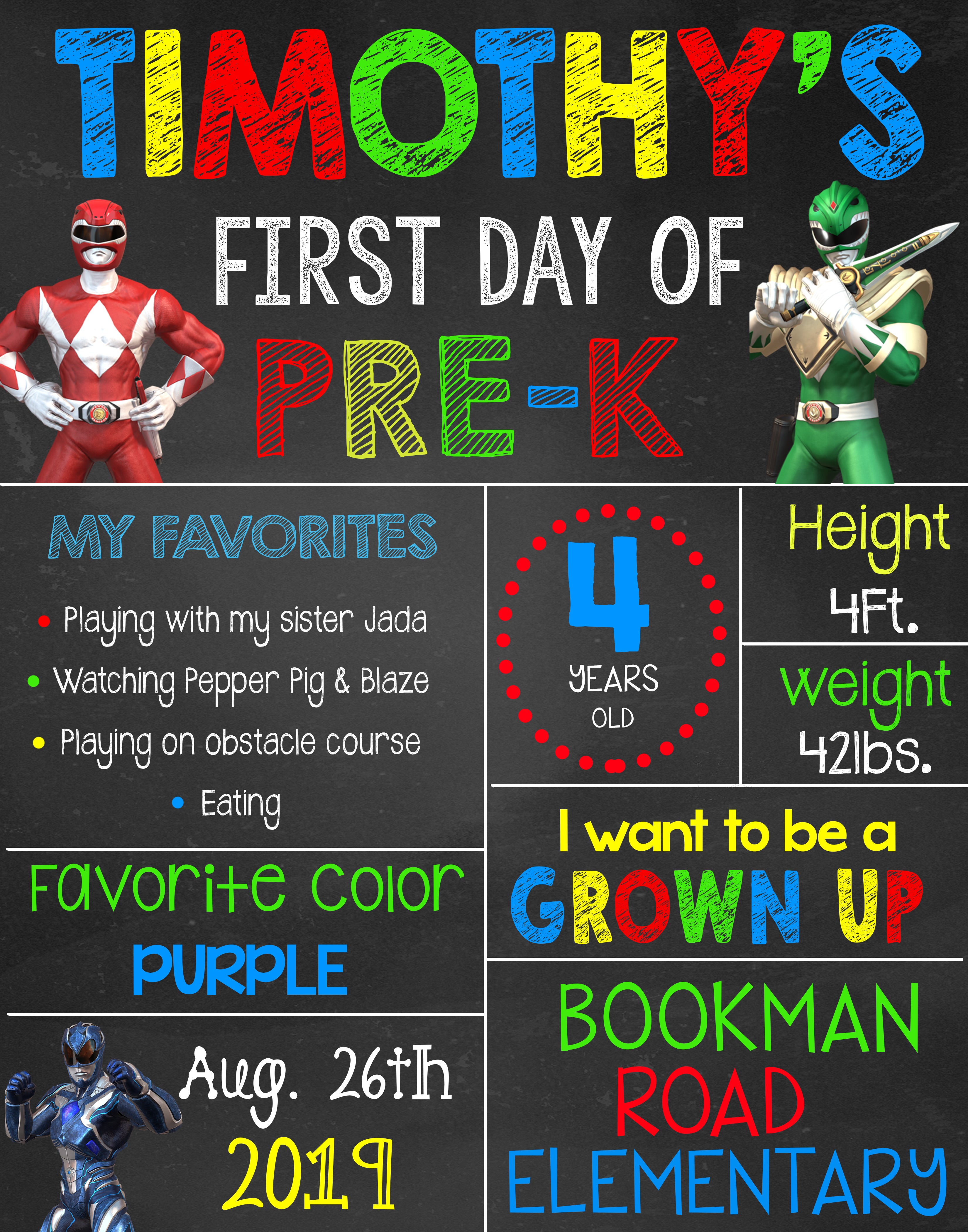 Power Ranger First Day of School Sign – DesignsbyDes